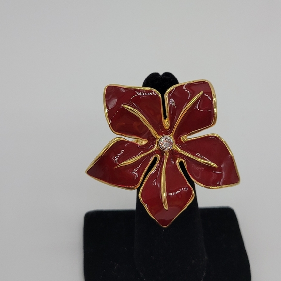 Vita Fede | Jewelry | Vita Fede Red Poinsettia Ring 24k Goldplated With ...